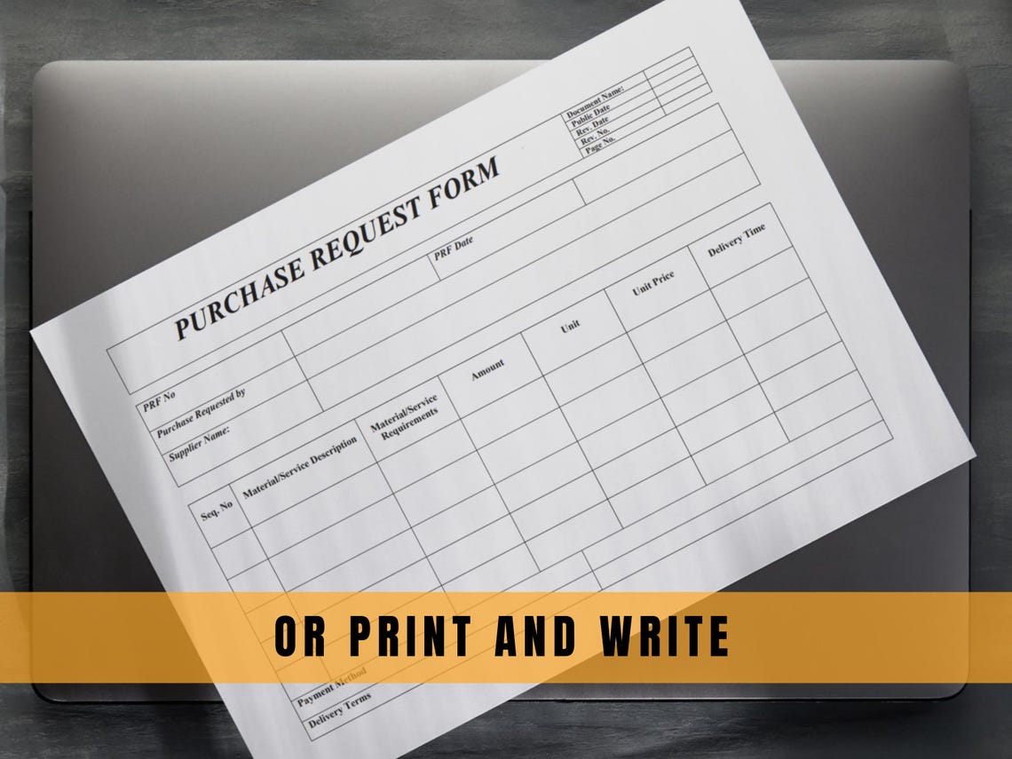 Purchase Request Form Template, Editable & Printable, ISO 9001 ...