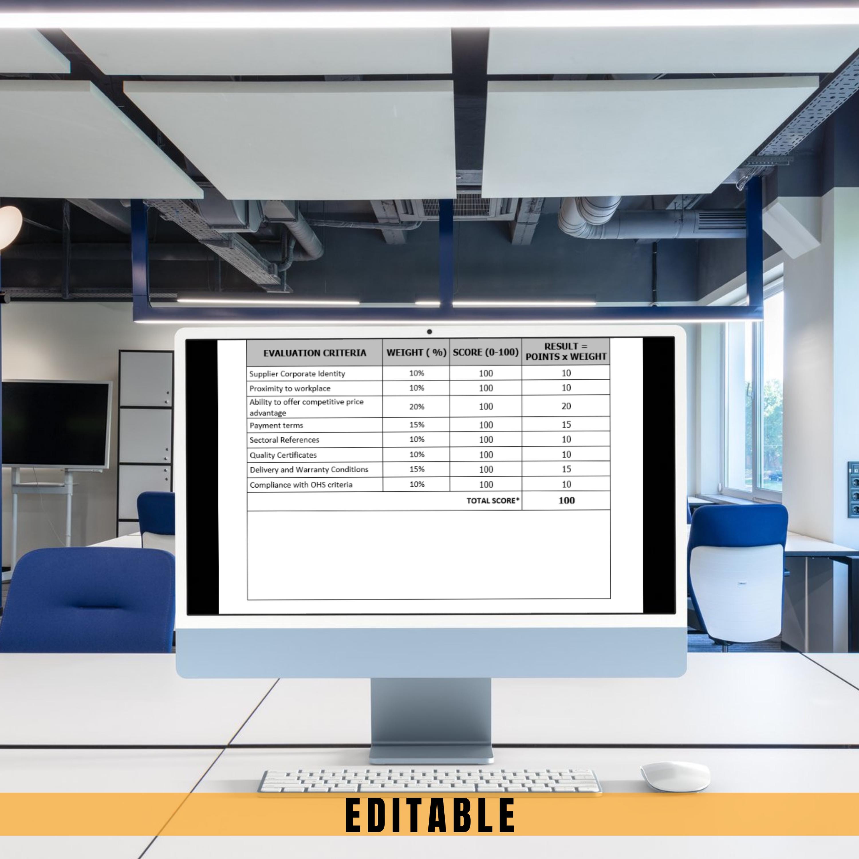 Supplier Selection & Evaluation Form, ISO 9001 Compliant, Customizable ...