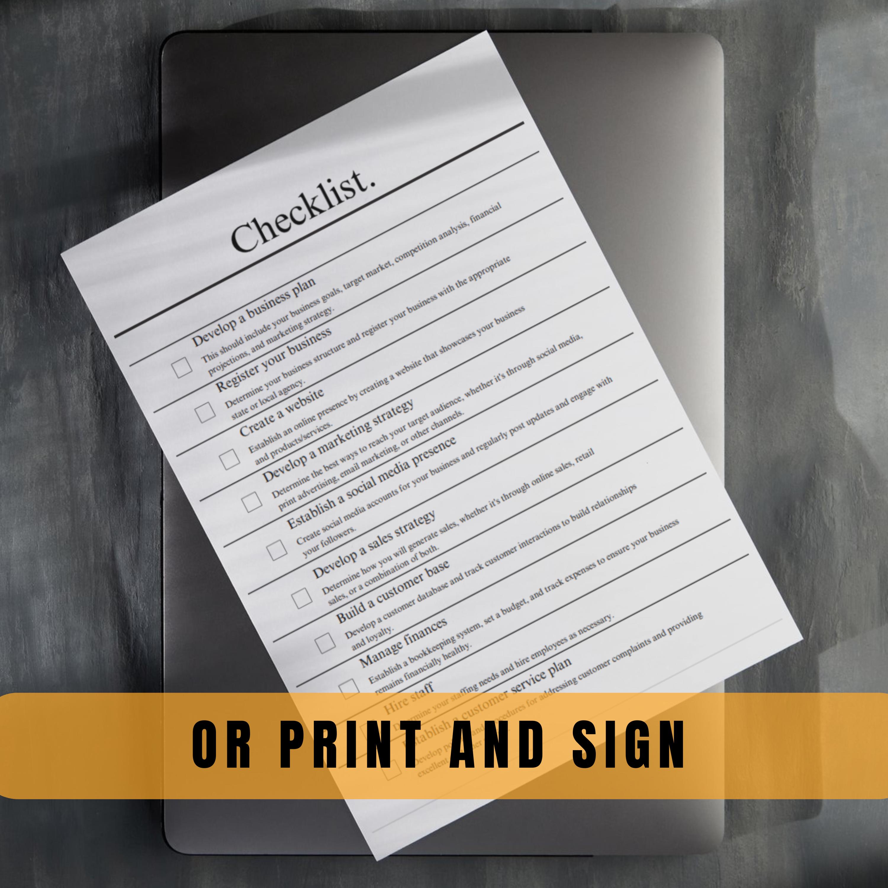 Small Business Checklist PDF, Essential Startup Guide, A4 Planner, New ...