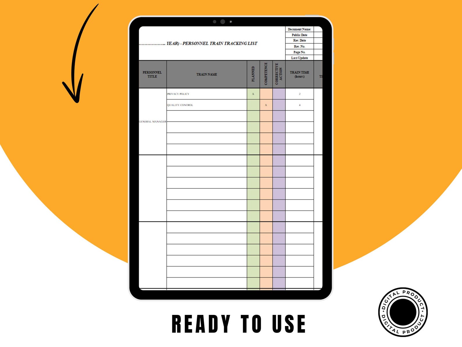Employee Training Tracker, Automatic Hour Calculation, Editable Excel ...