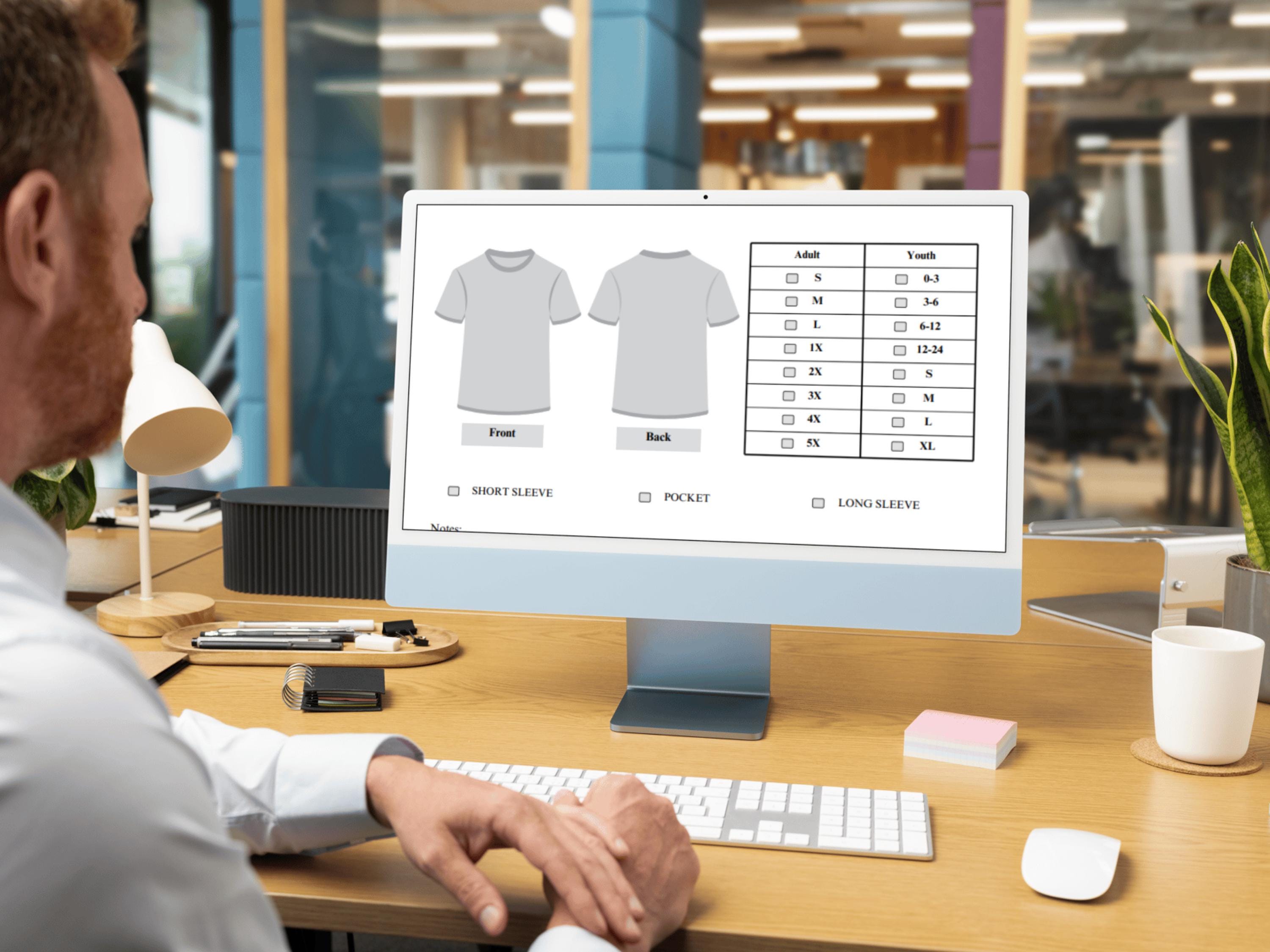 T-shirt Order Form Template PDF, Printable Shirt Order Sheet, Custom ...