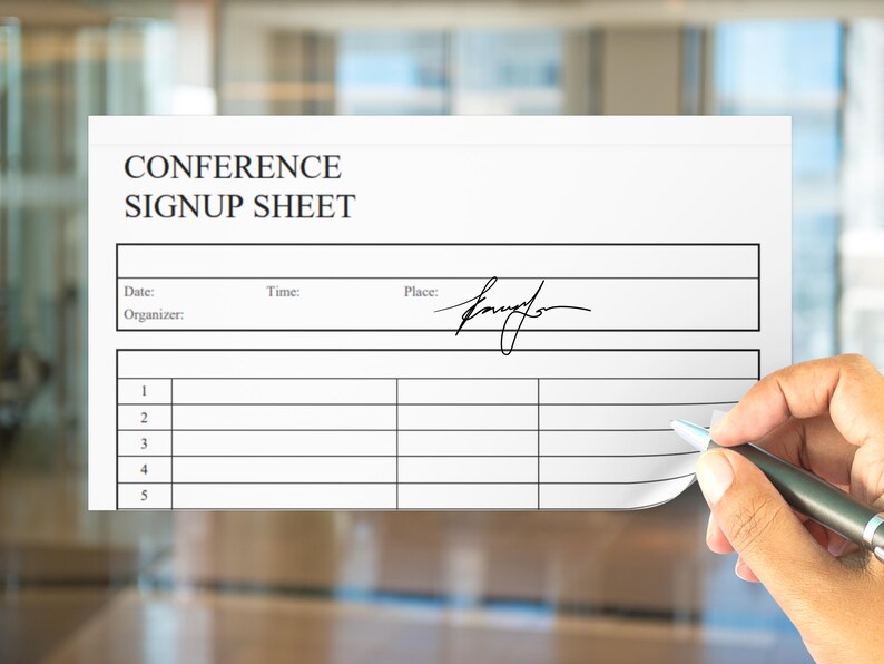 Conference Sign-up Sheet Template, Editable Word and PDF Form ...