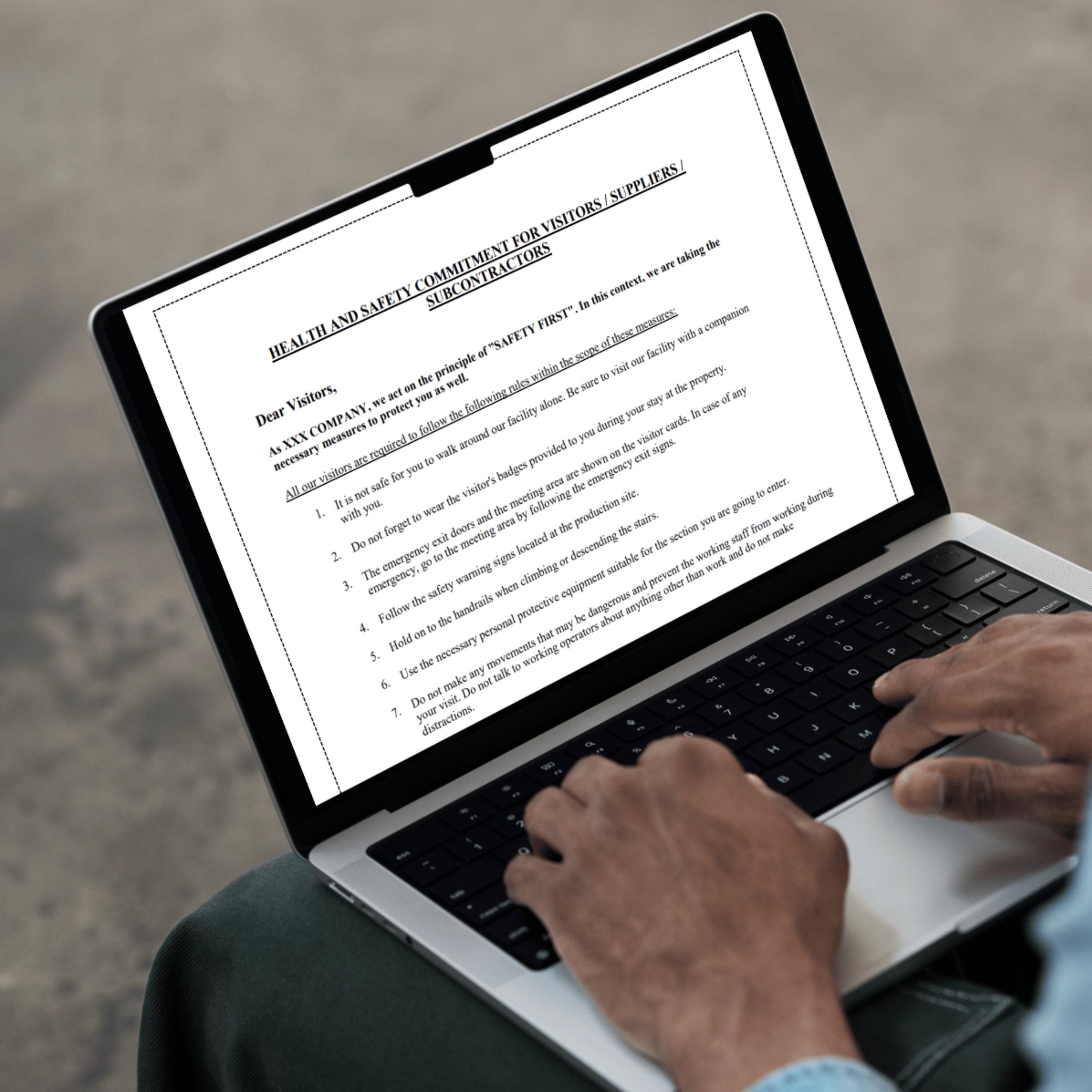 Health Safety Commitment Form for Visitors, Suppliers Subcontractors ...