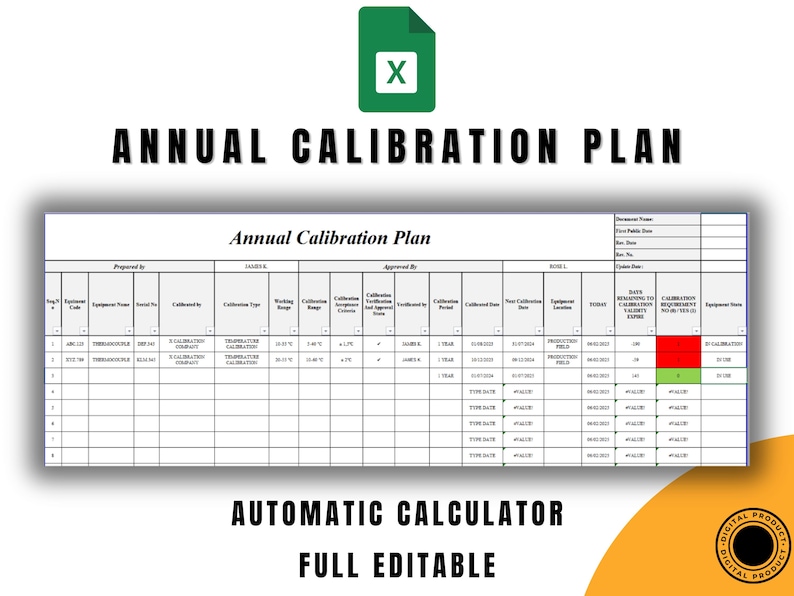 Calibration Tracker Template, Automated Color Change for Expired Dates ...