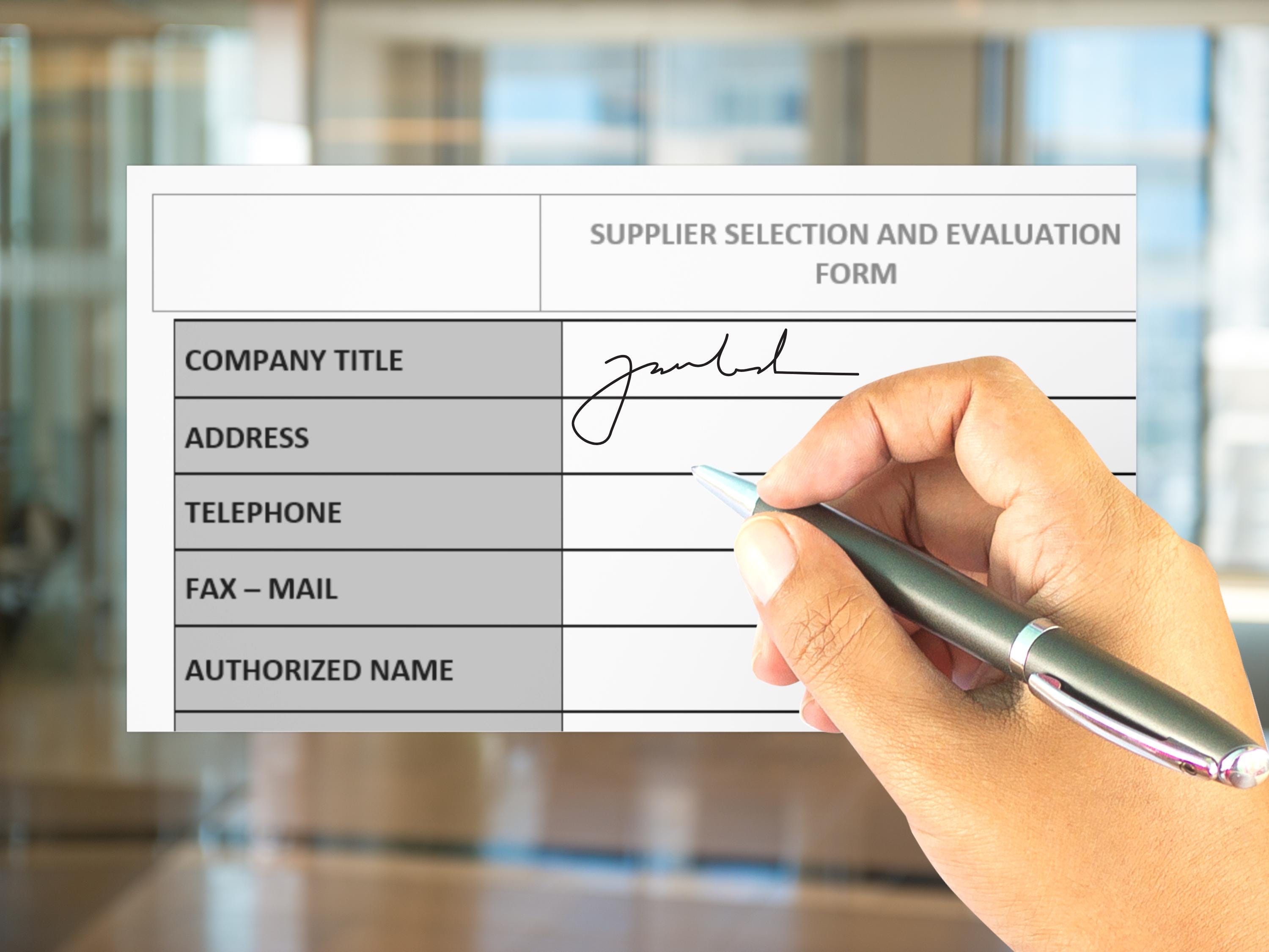 Supplier Selection & Evaluation Form, ISO 9001 Compliant, Customizable ...