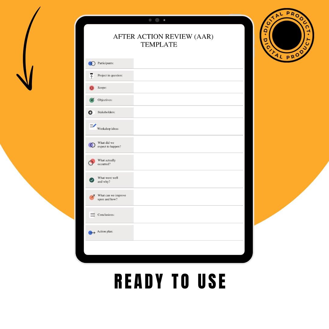 After Action Review Template PDF Word, Editable AAR Document, Printable ...