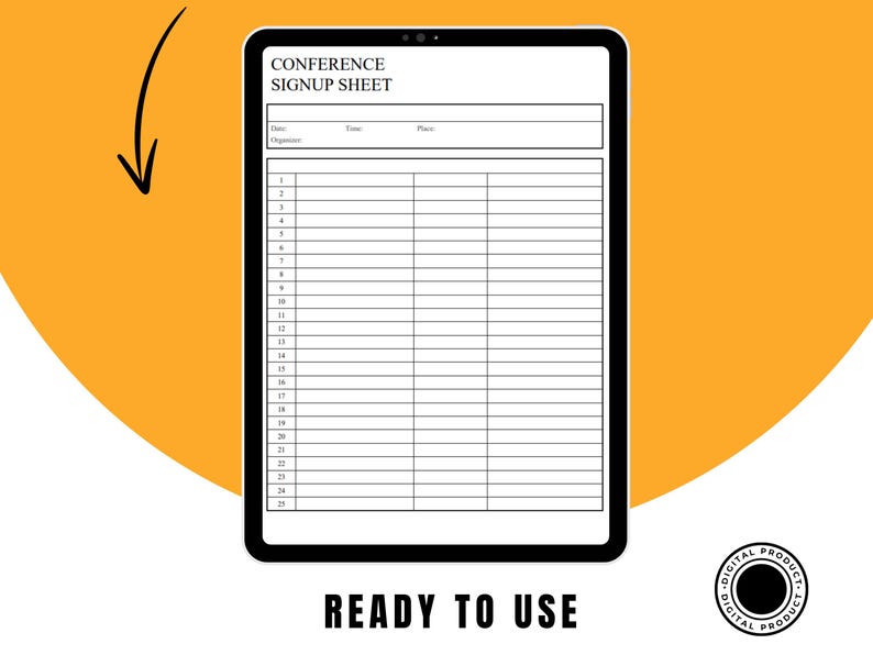 Conference Sign-up Sheet Template, Editable Word and PDF Form ...