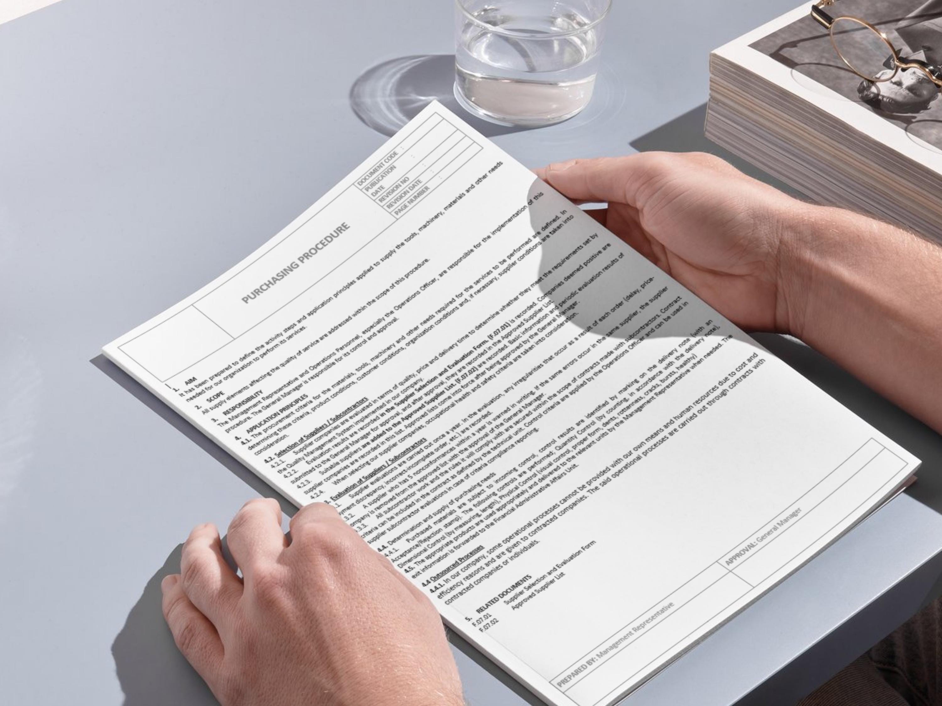 Purchasing Procedure Template, ISO 9001 Compliant, Editable Word Format ...