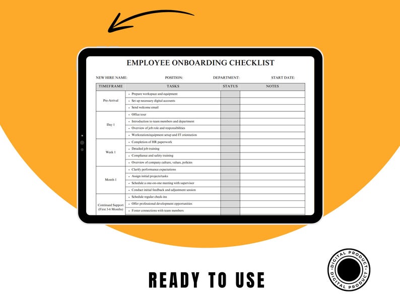 Employee Onboarding Checklist Template, PDF Format, Printable and Easy ...