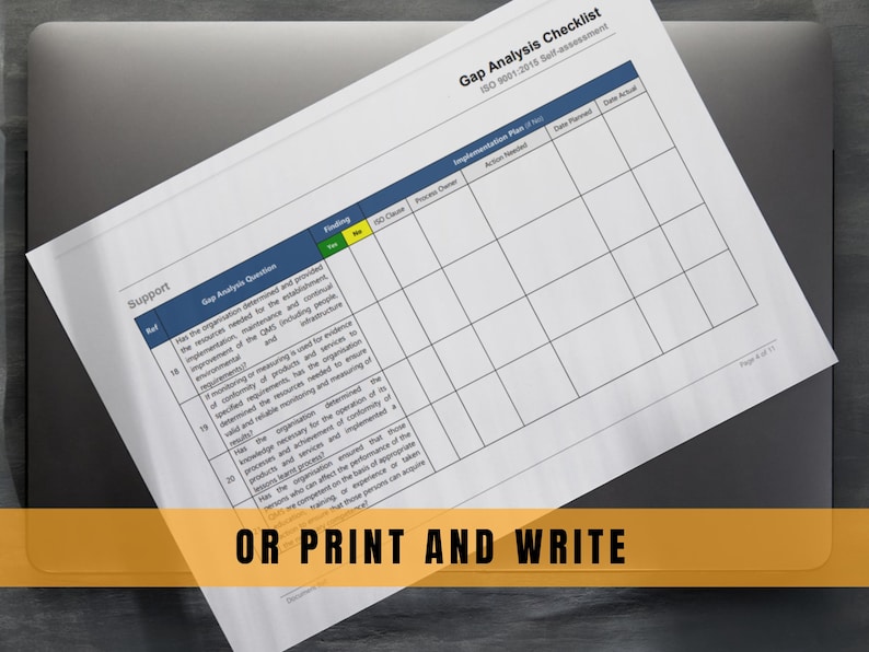 ISO 9001:2015 Gap Analysis Checklist, Word and PDF Format ...