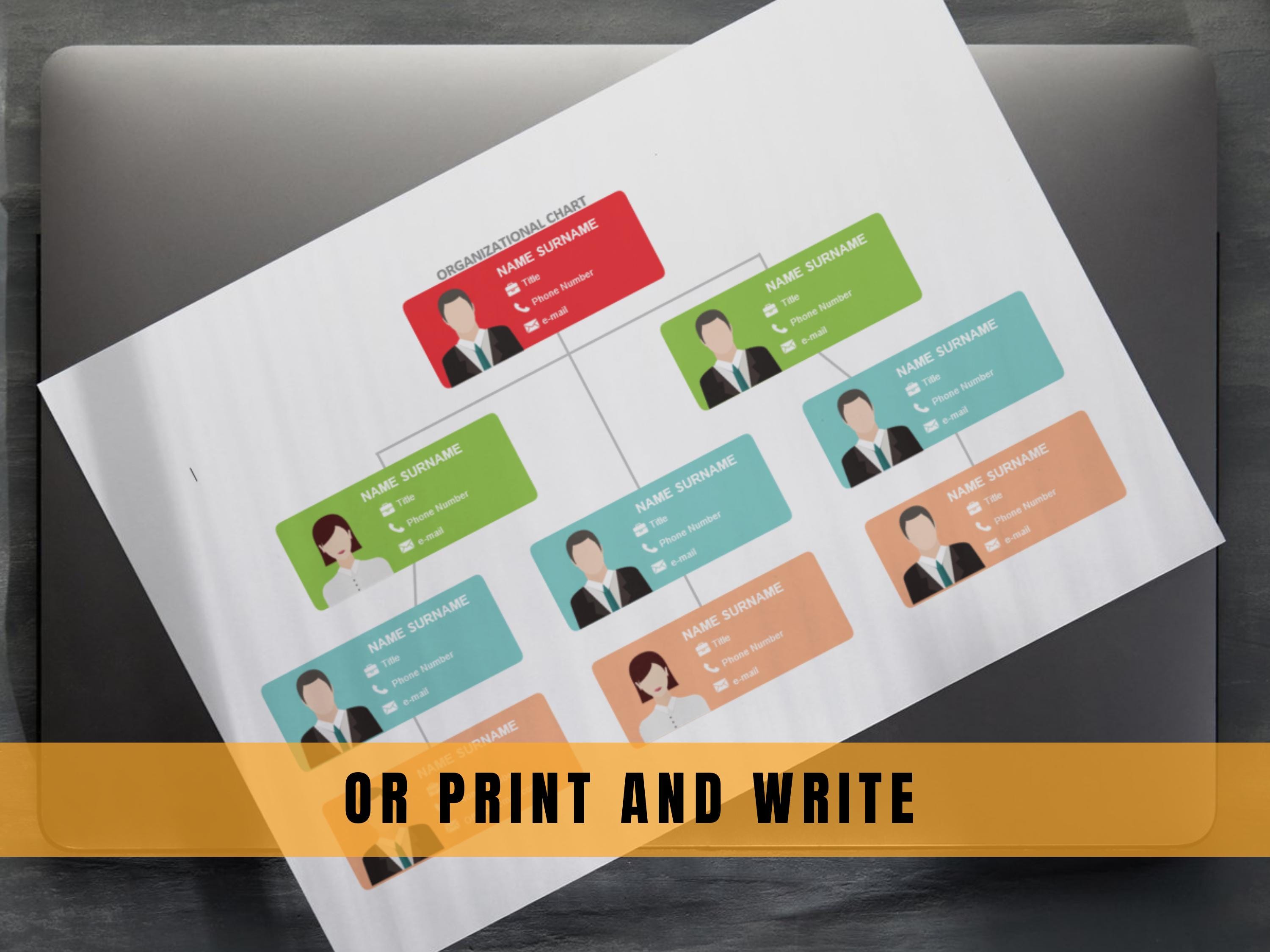 Organizational Chart Template, Word Format, Fully Editable and ...