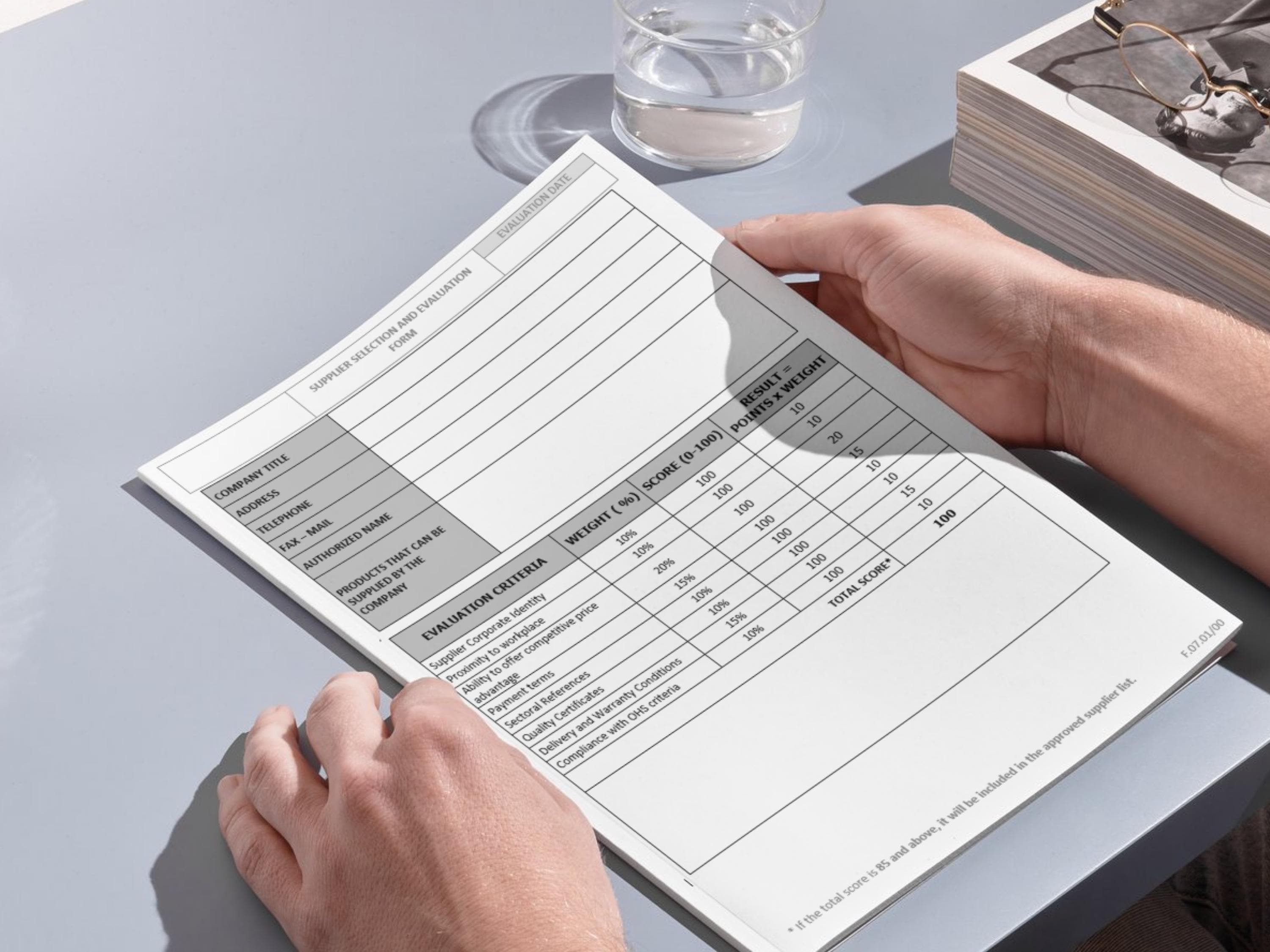 Supplier Selection & Evaluation Form | ISO 9001 Vendor Assessment ...