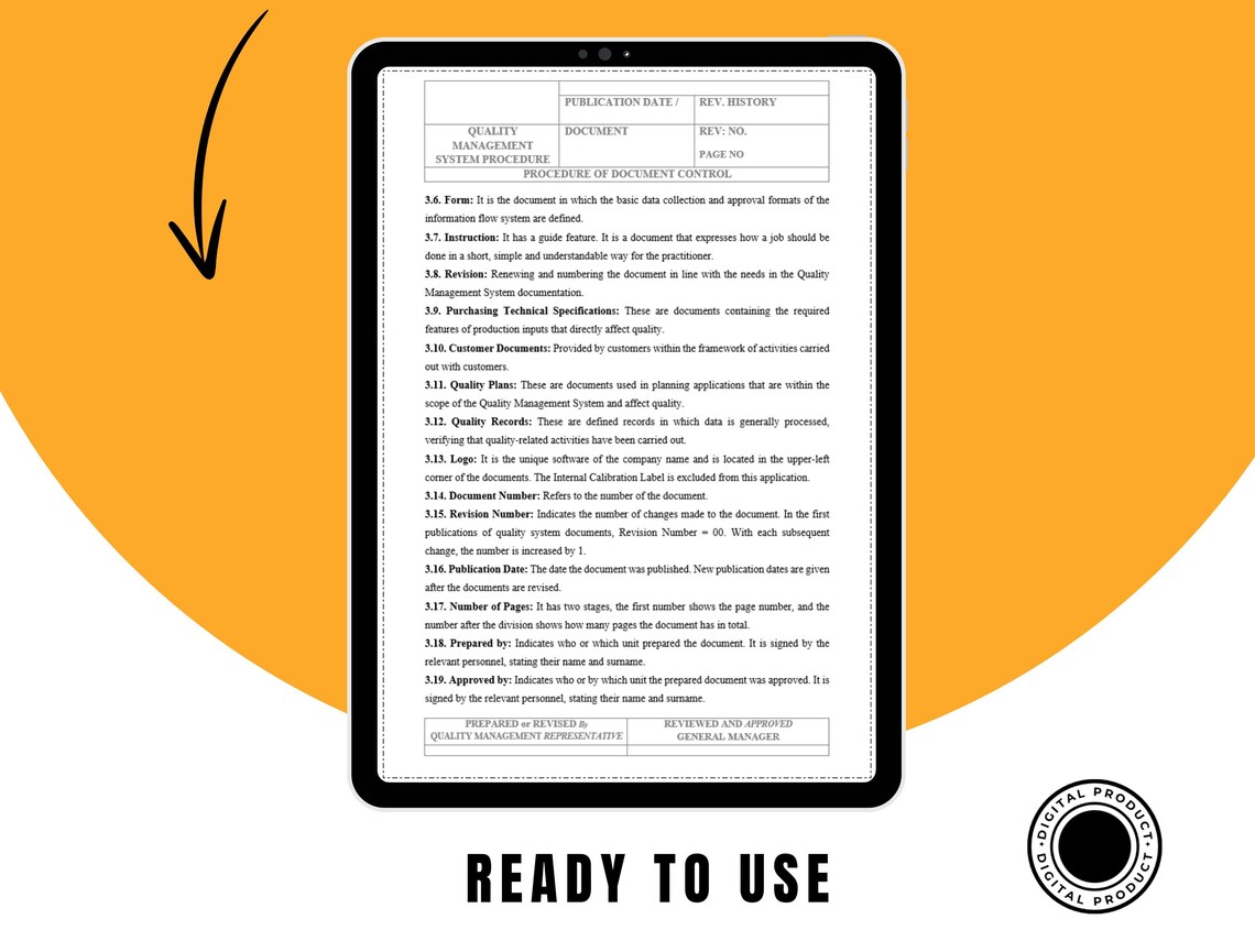 Document Control Procedure, ISO 9001, 14001, 45001 Compliant, Word ...