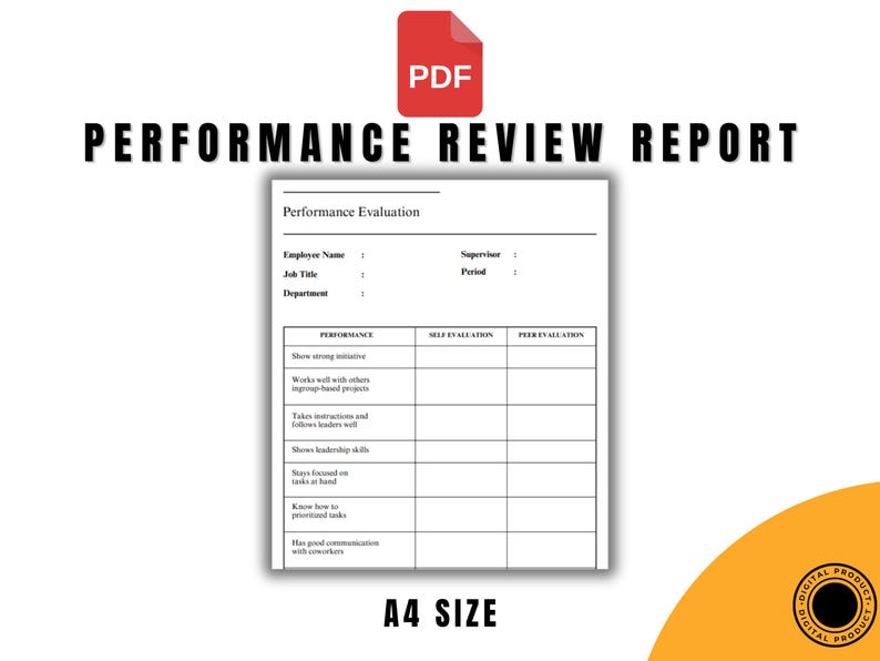 Performance Review Report Template, A4 PDF Format, Professional & Ready-to-use, Printable ...