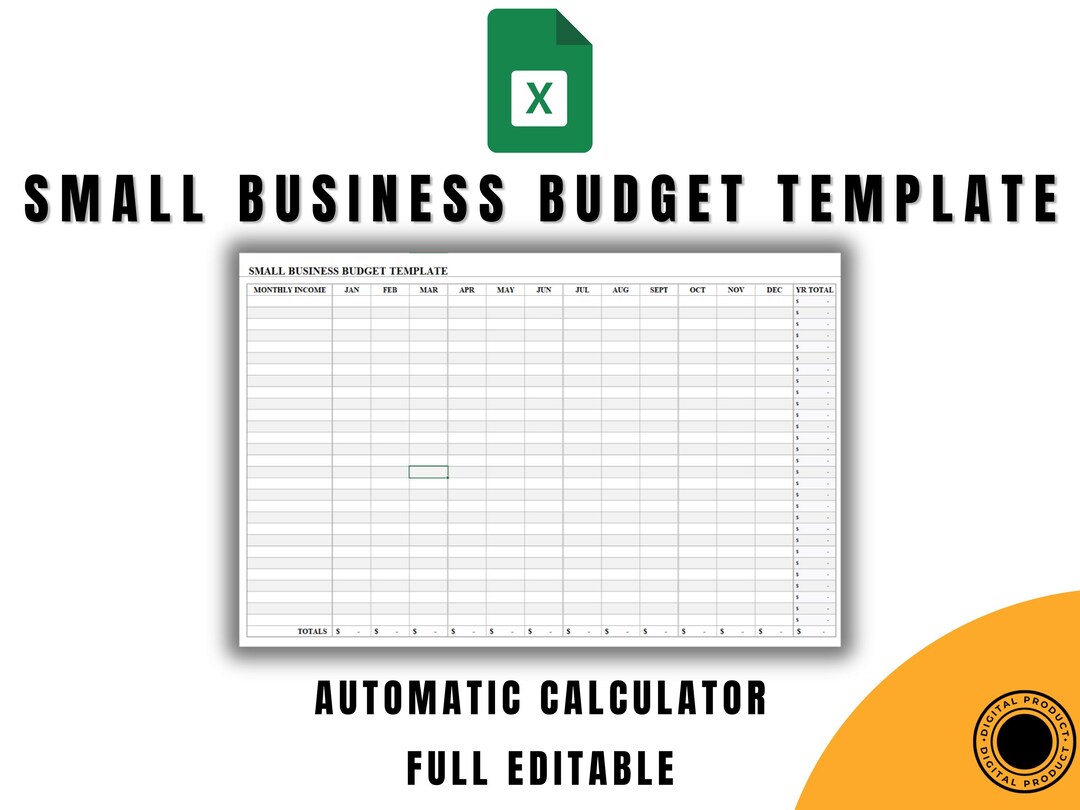 Small Business Budget Template, Excel Format, Fully Editable With ...