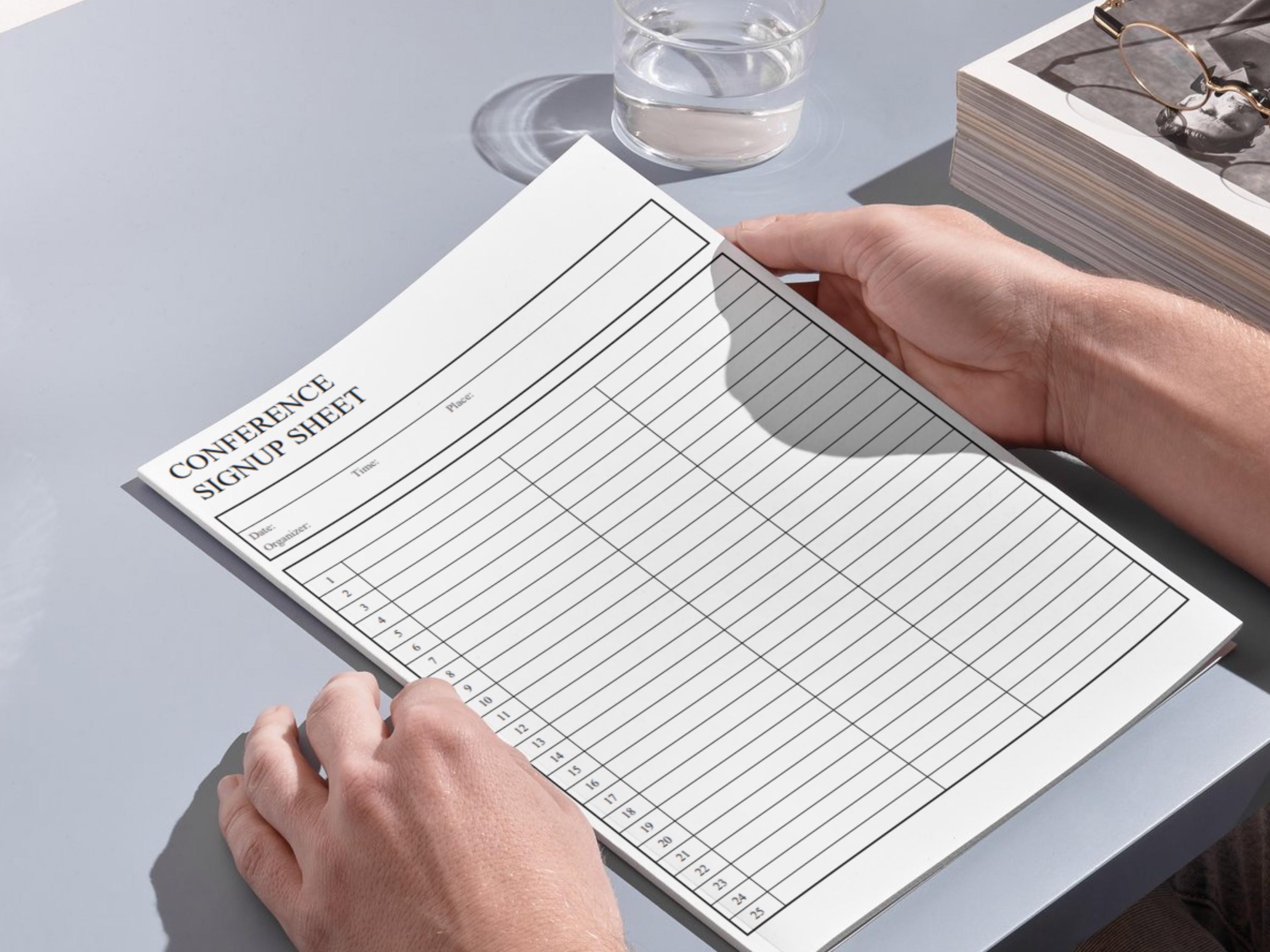 Conference Sign-up Sheet Template, Editable Word and PDF Form ...