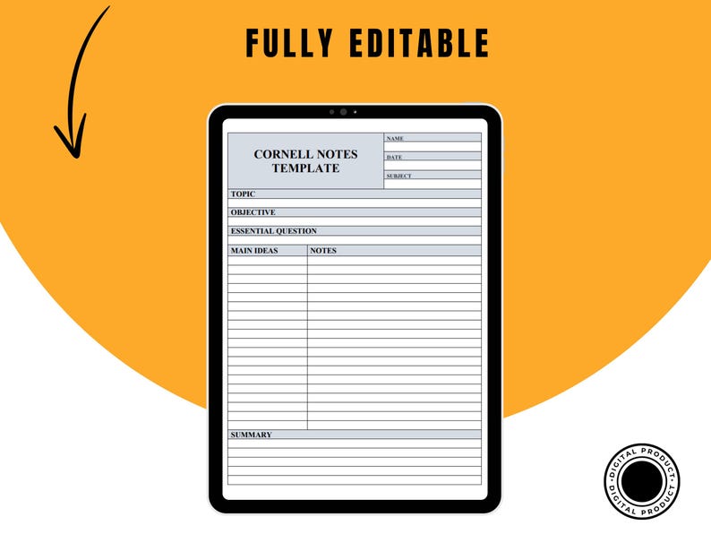 Cornell Notes Template, Printable Study Notes PDF and Word Format ...