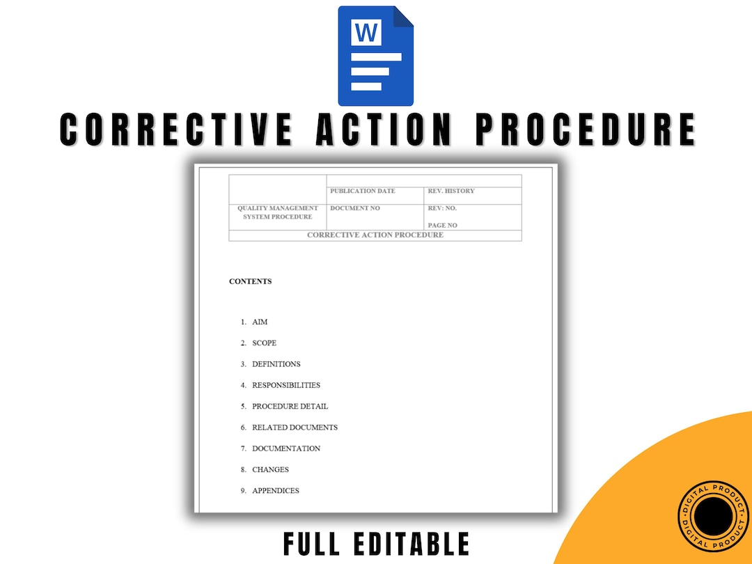 Detailed Corrective Action Procedure, ISO 9001, 14001, 45001 Compliant ...