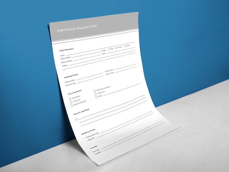 Appointment Request Form, A4 PDF Format, Professional and Comprehensive ...