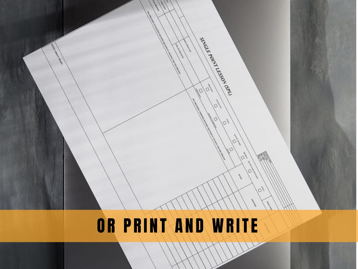 Single Point Lesson Template, Editable Excel & Printable PDF, ISO 9001 ...