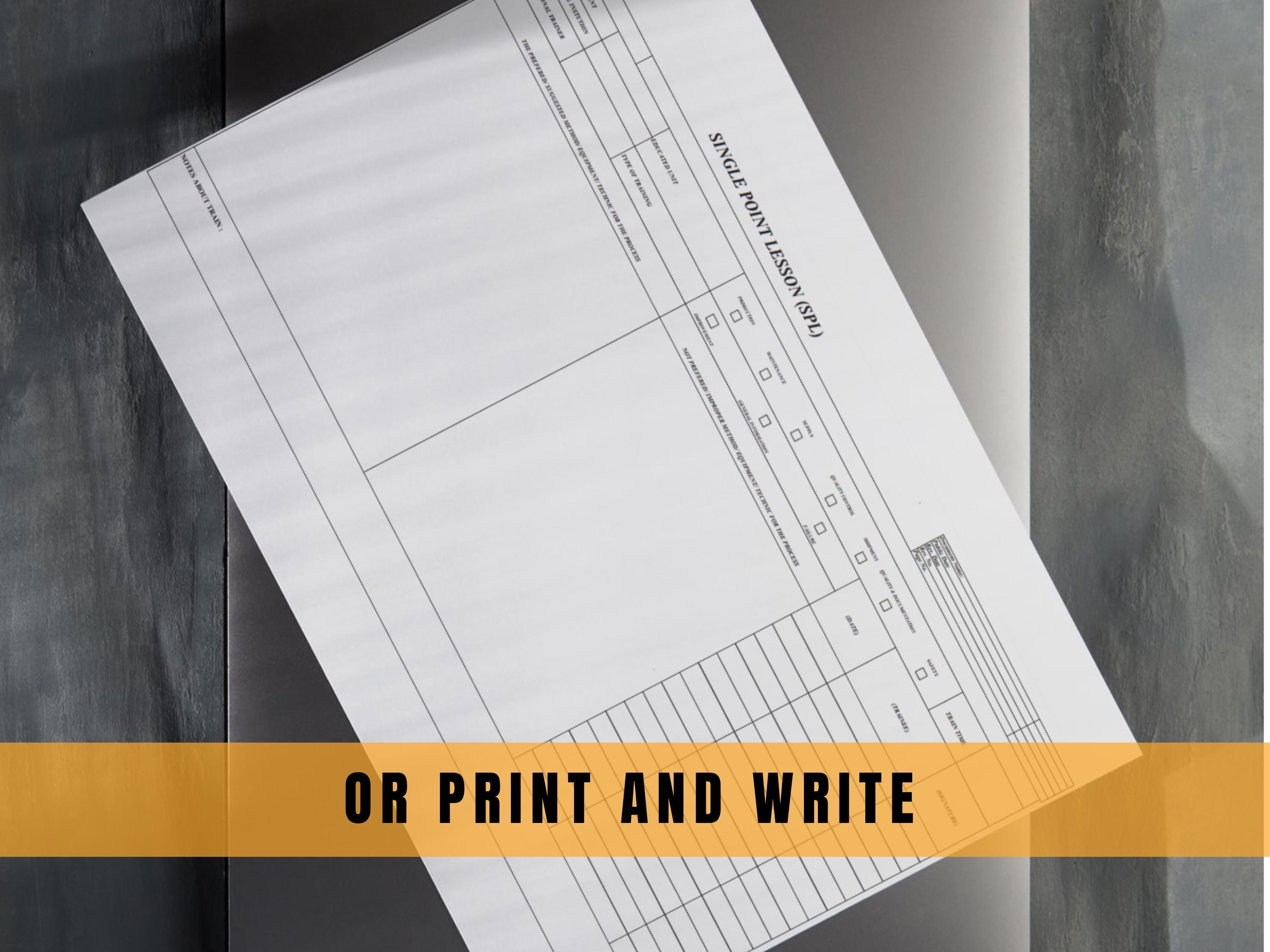 Single Point Lesson Template, Editable Excel & Printable PDF, ISO 9001 ...