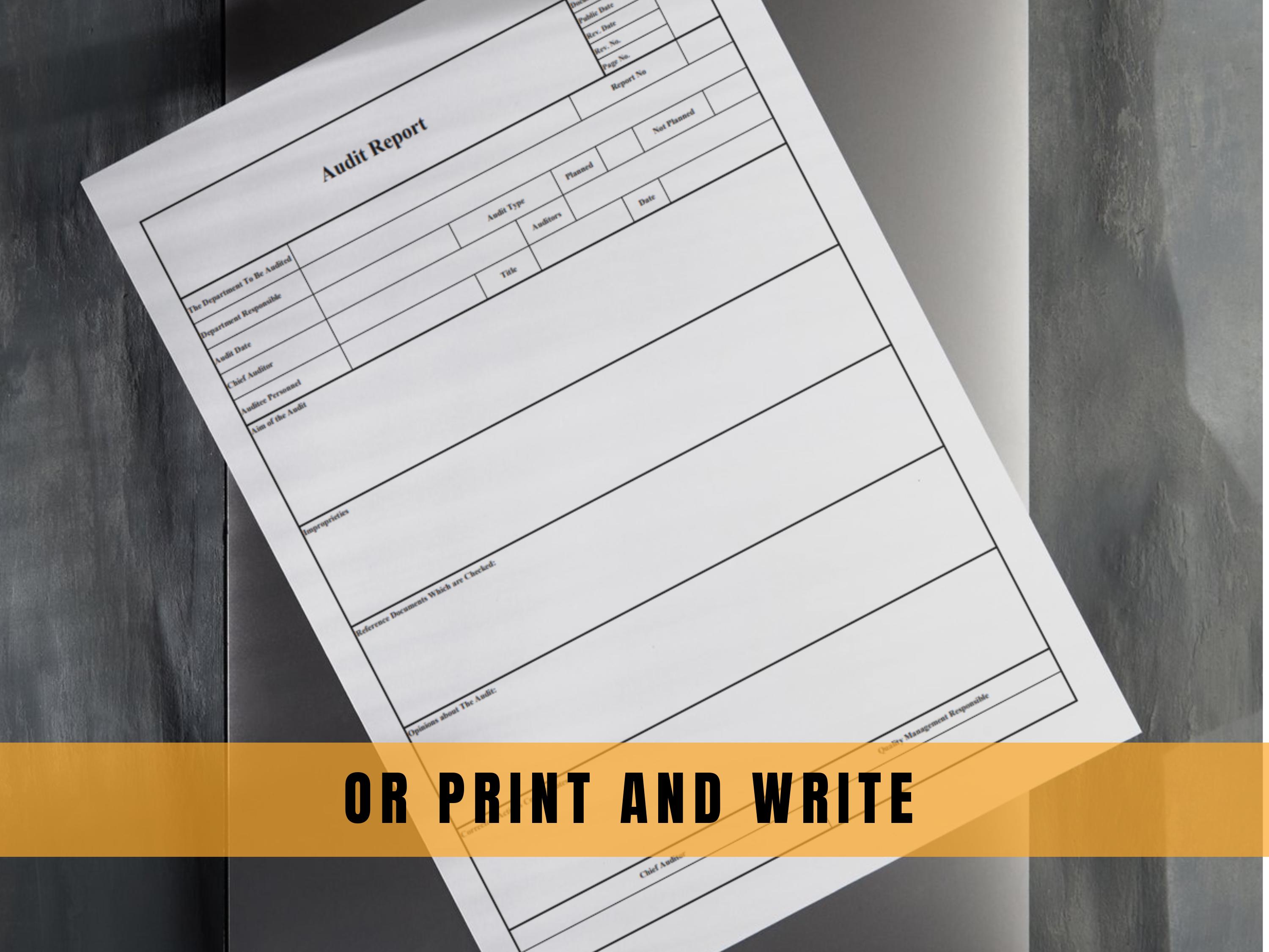 Internal-external Audit Report Template, ISO 9001 Compliant ...