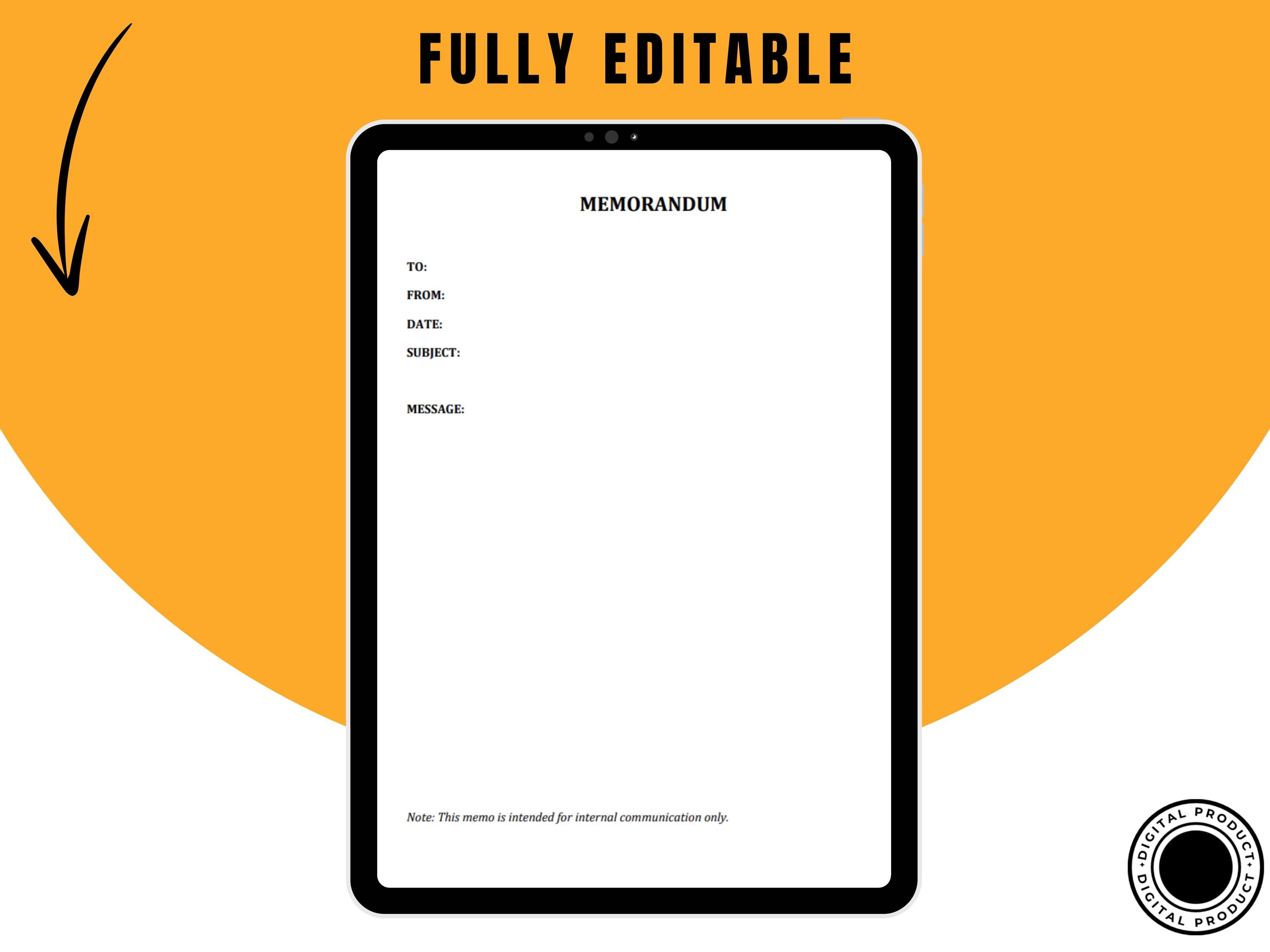 Professional Internal Memo Template: Editable Word & PDF Format - Etsy