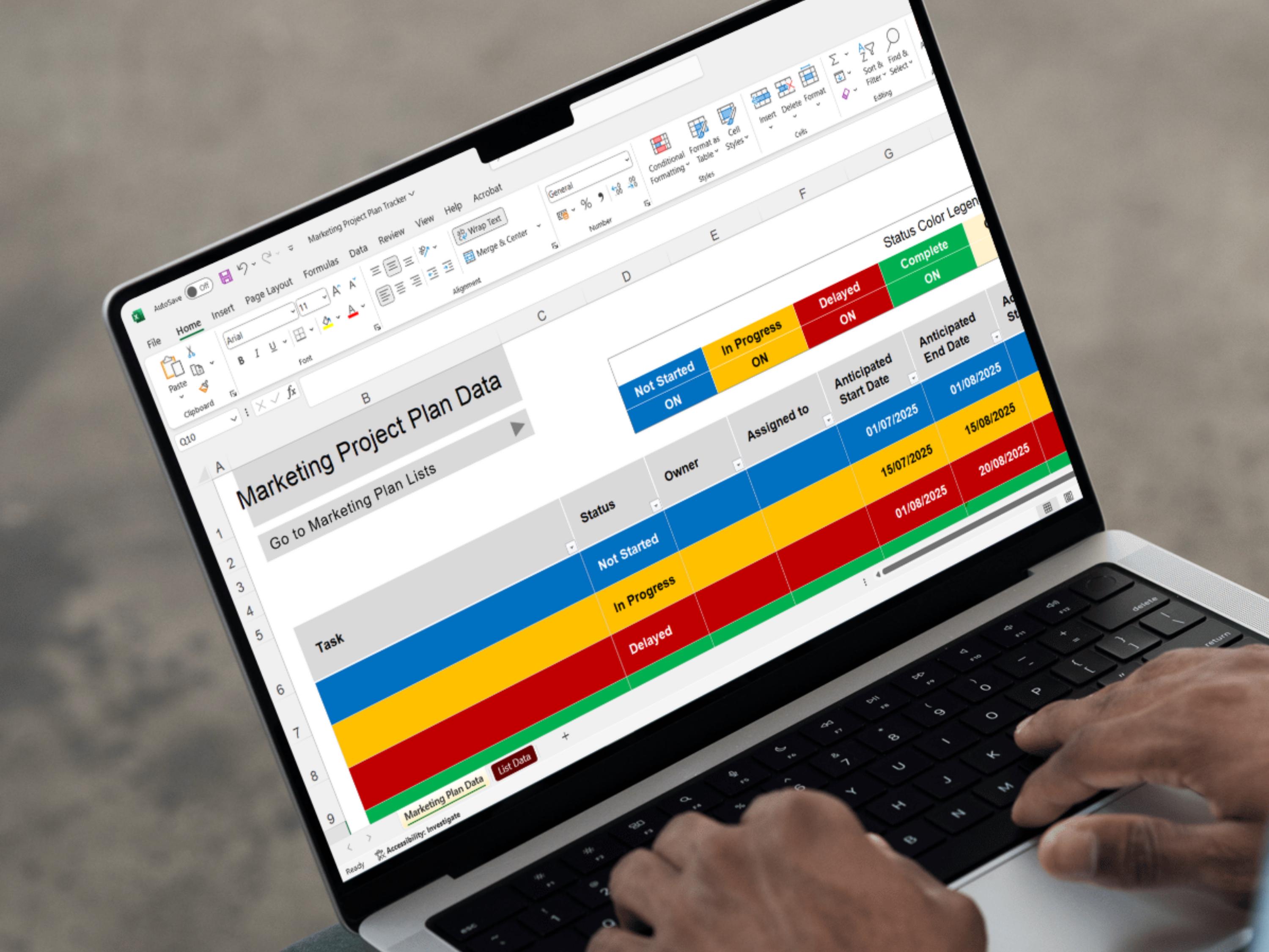 Marketing Project Plan Tracker Excel, Editable Marketing Planner ...