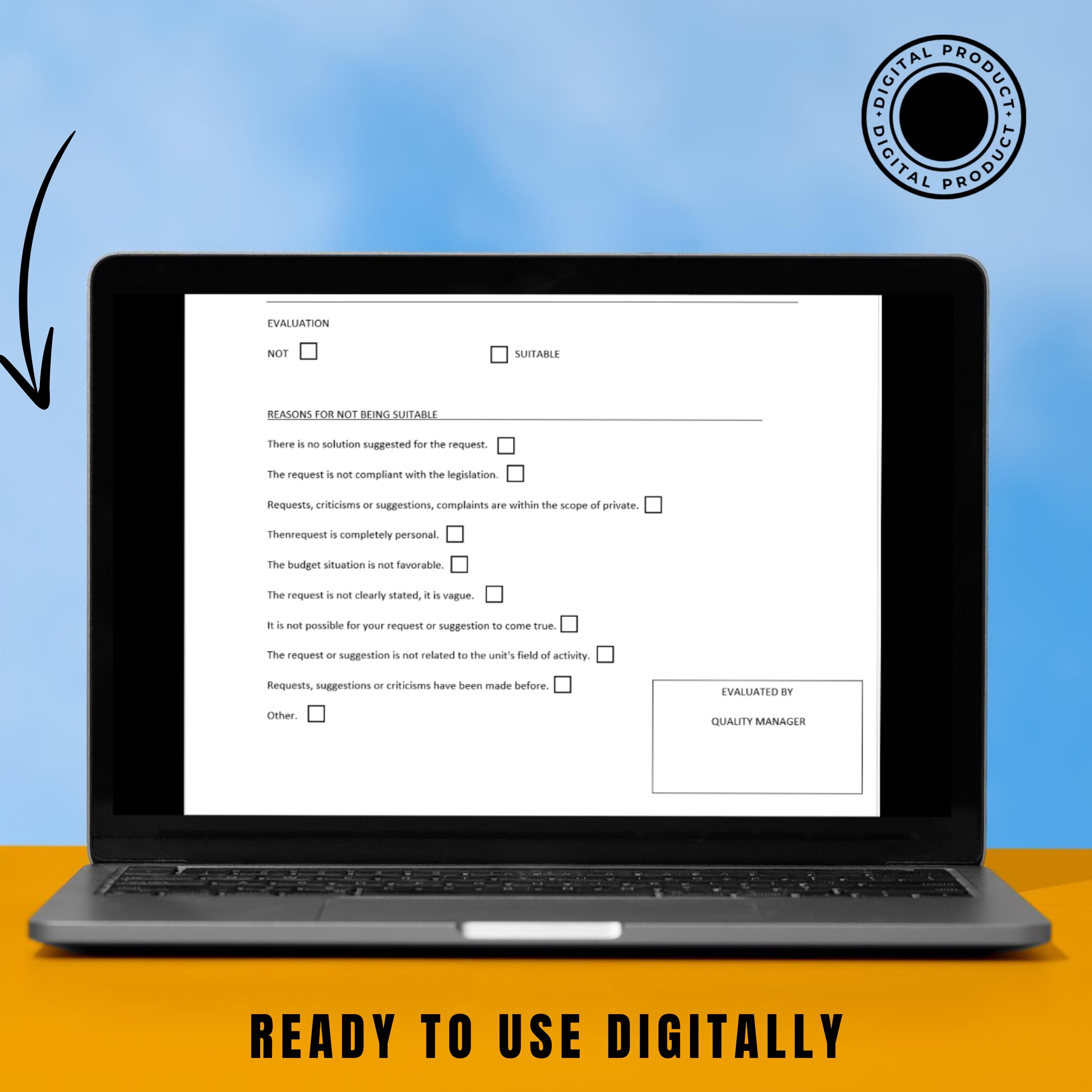 Opinion & Suggestion Form Template, ISO 9001 Compliant, Customizable ...