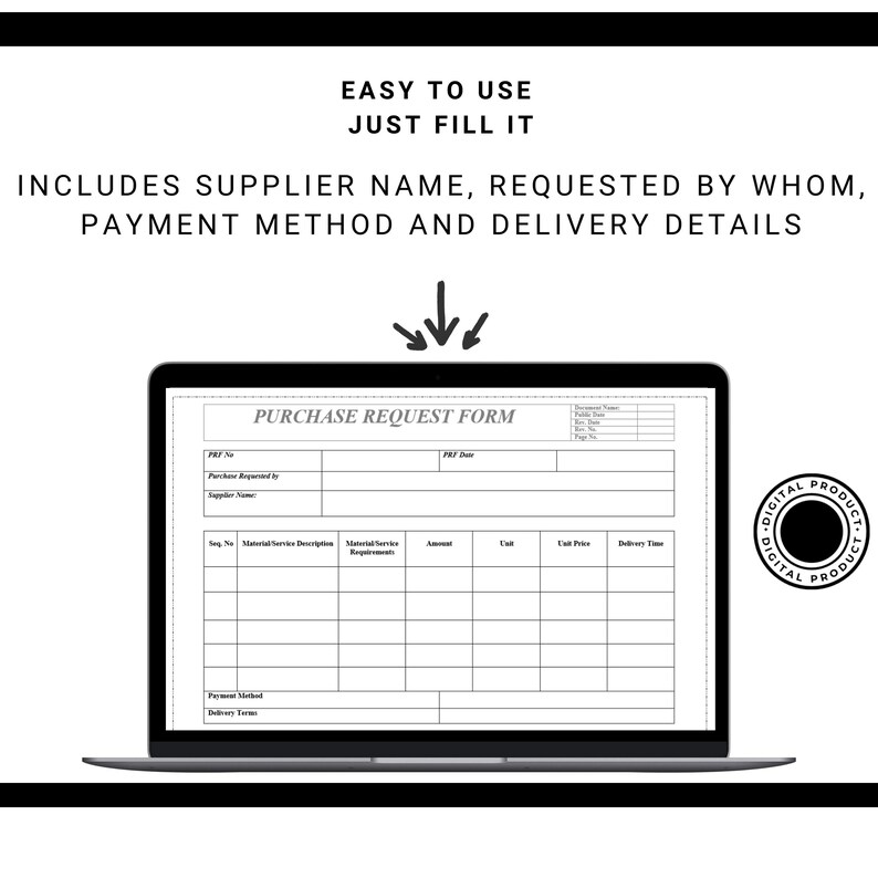 Purchase Request Form Template, Editable & Printable, ISO 9001 ...