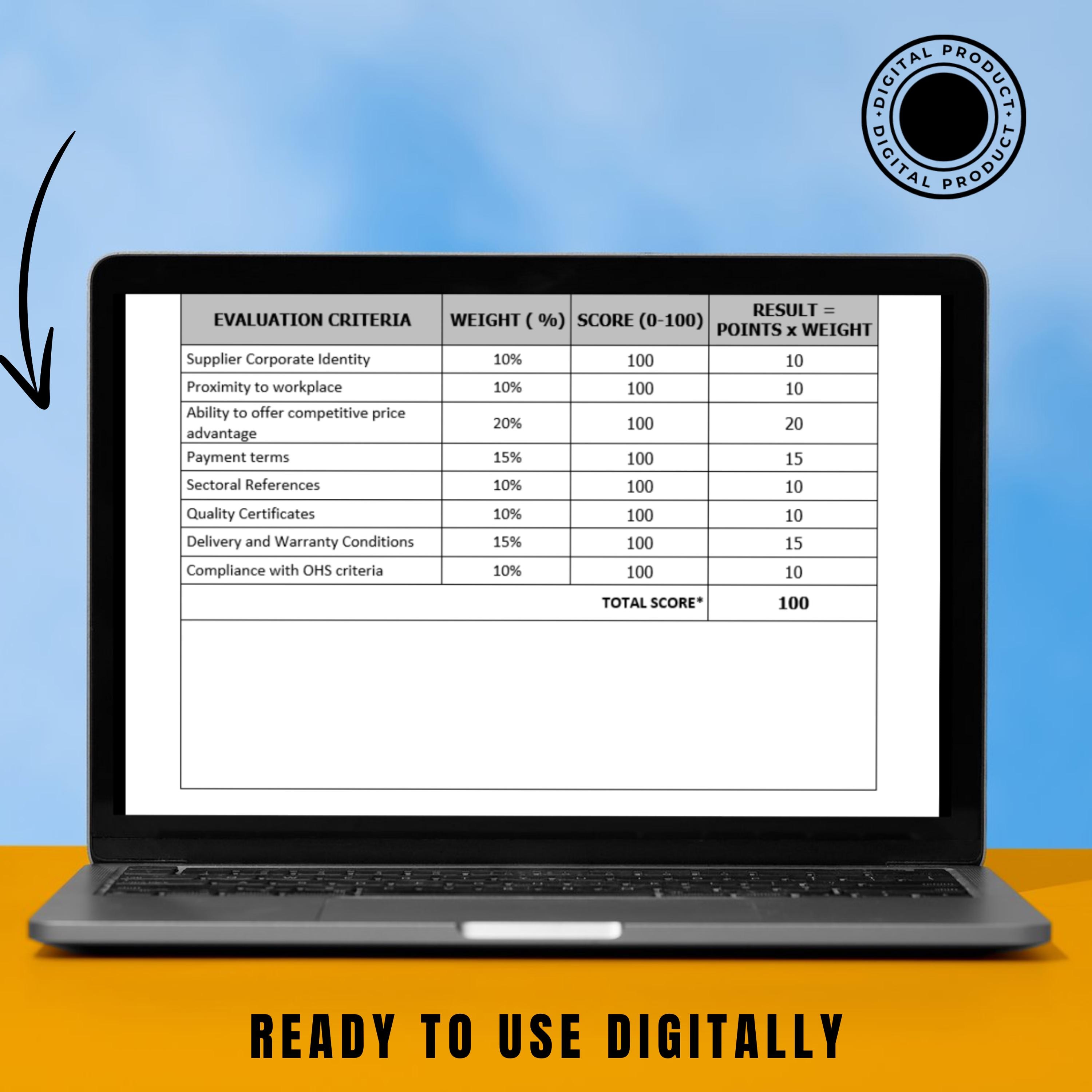 Supplier Selection & Evaluation Form, ISO 9001 Compliant, Customizable ...