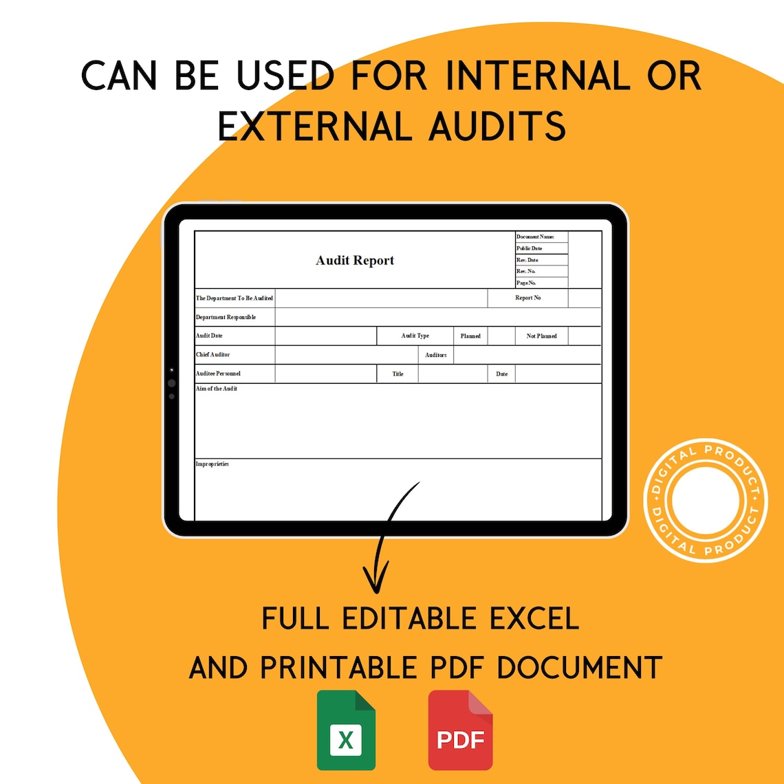 Internal-external Audit Report Template, ISO 9001 Compliant ...