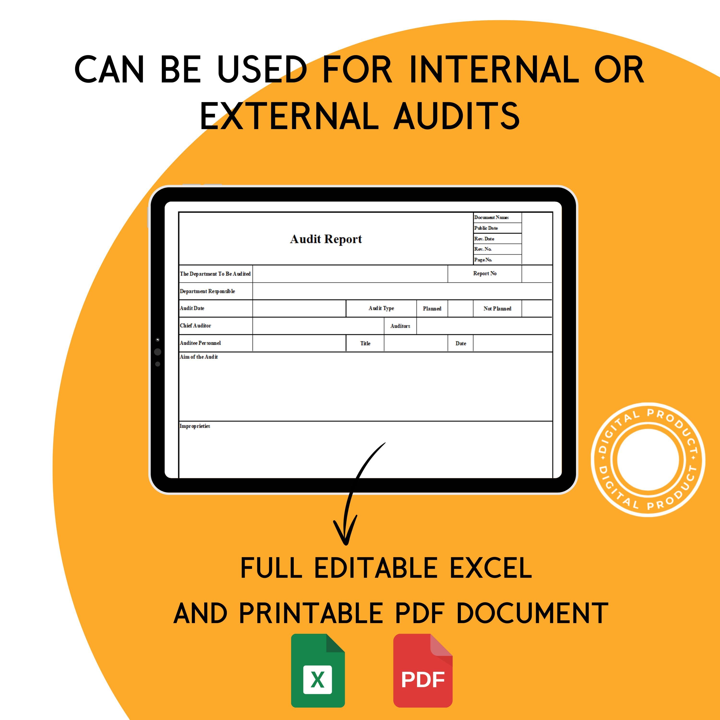 Internal-external Audit Report Template, ISO 9001 Compliant ...