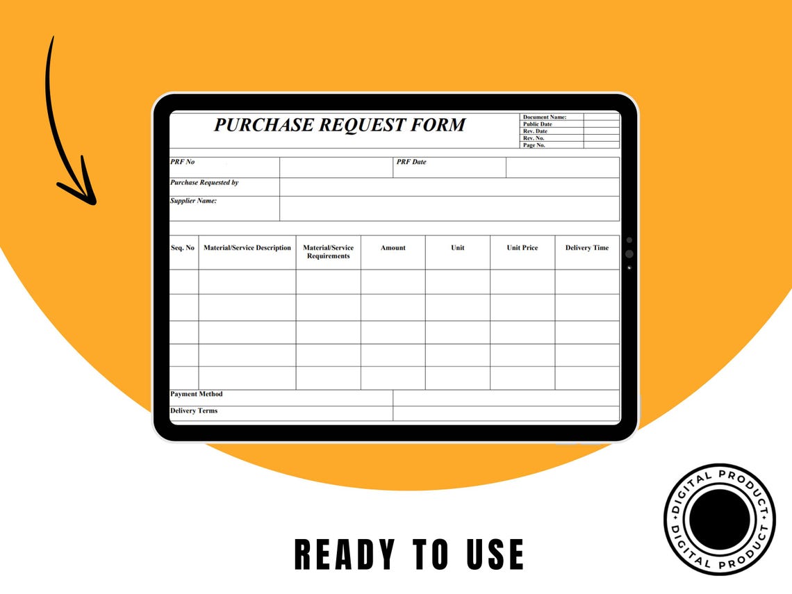 Purchase Request Form Template, Editable & Printable, ISO 9001 ...
