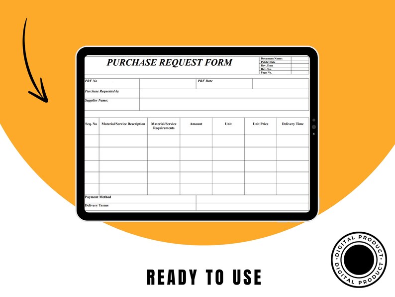 Purchase Request Form Template – ISO 9001 Editable Procurement Document ...