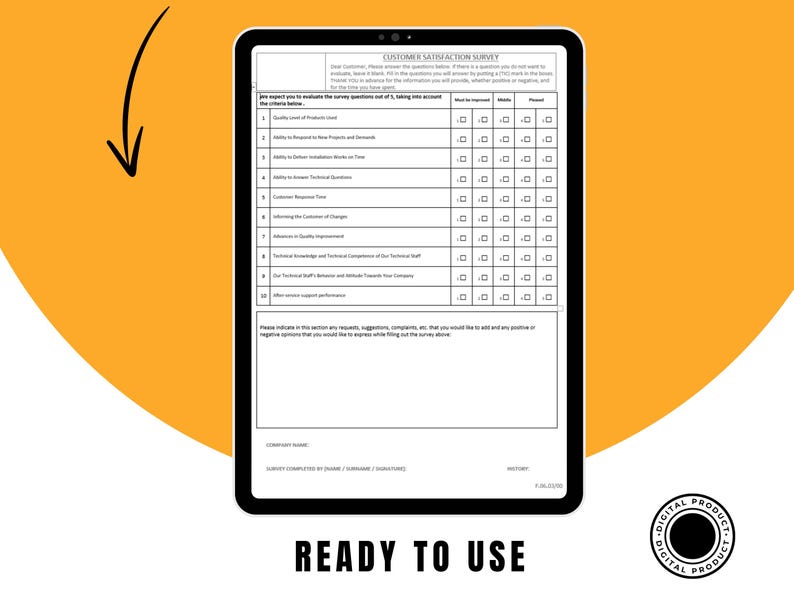 Customer Satisfaction Survey Template, ISO 9001 Compliant, Editable ...