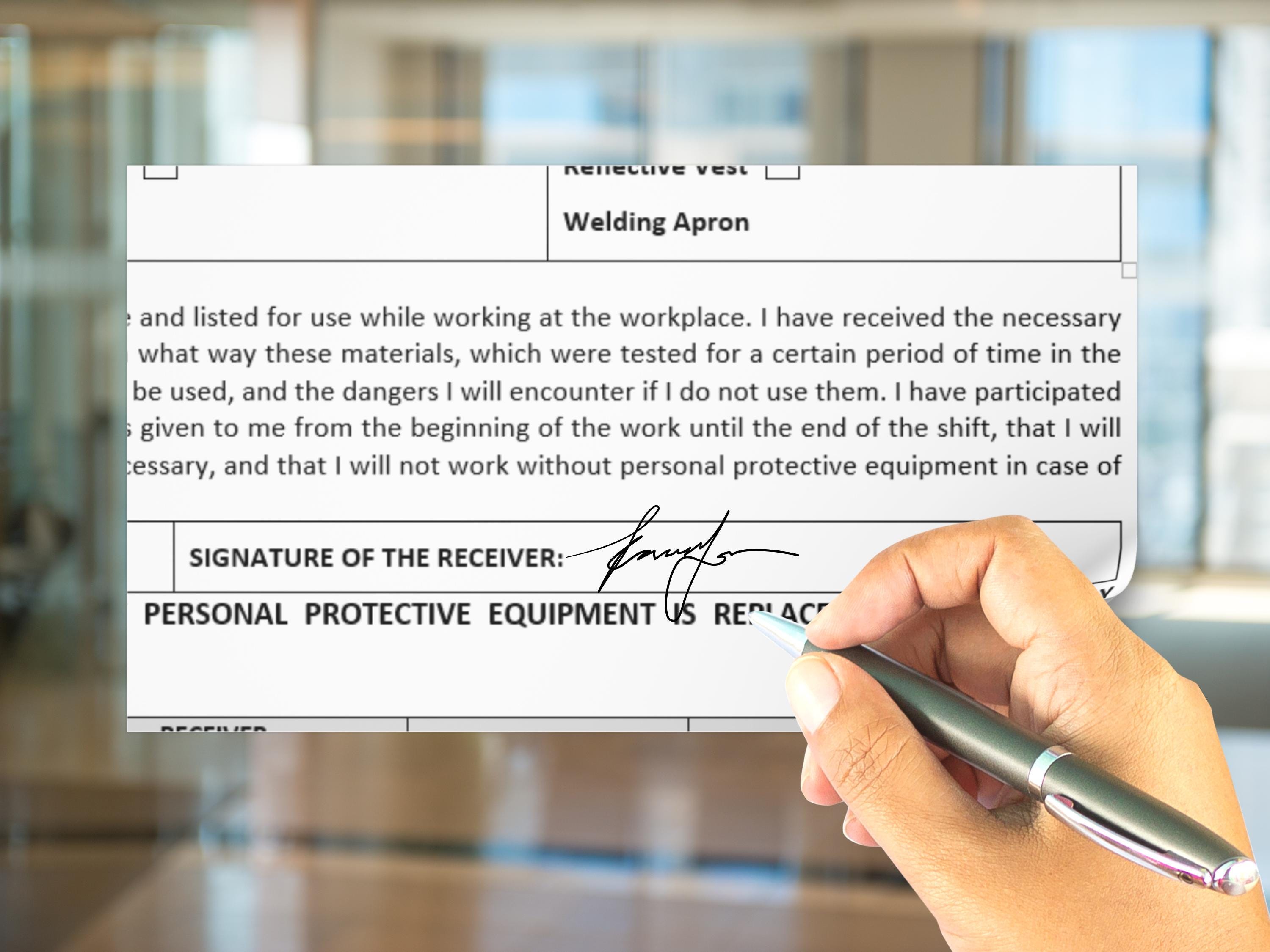 Personal Protective Equipment (PPE) Delivery Form, ISO 9001 & 45001 ...