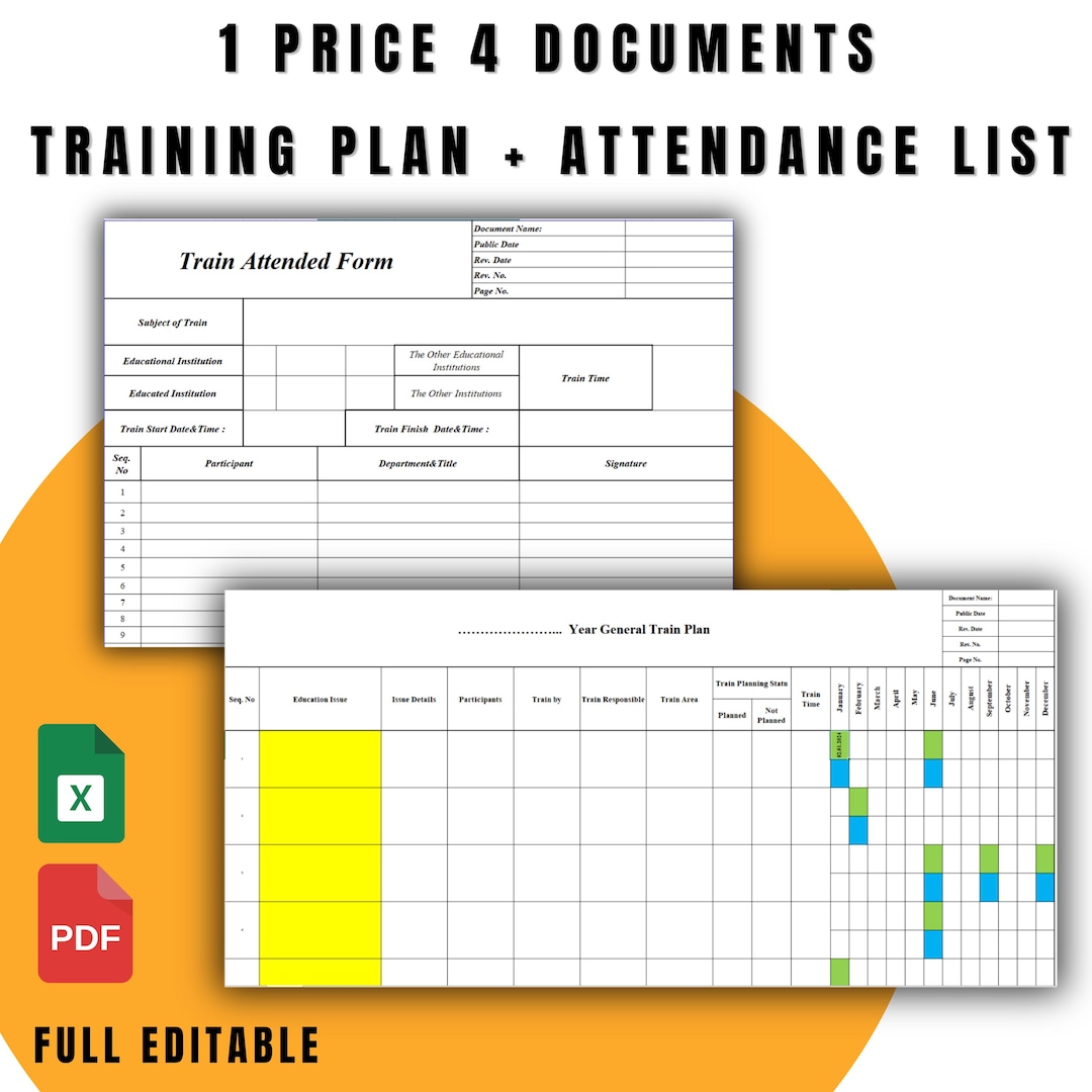 Annual Training Plan Participant List, Customizable Schedule ...