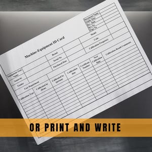 Machine Equipment ID Card Template, Editable Excel & Printable PDF, ISO ...