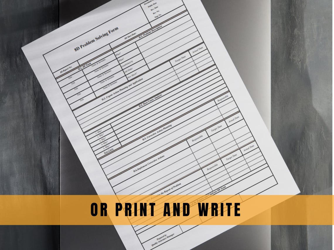 8D Problem Solving Report, Checklist, Root Cause Analysis Template ...