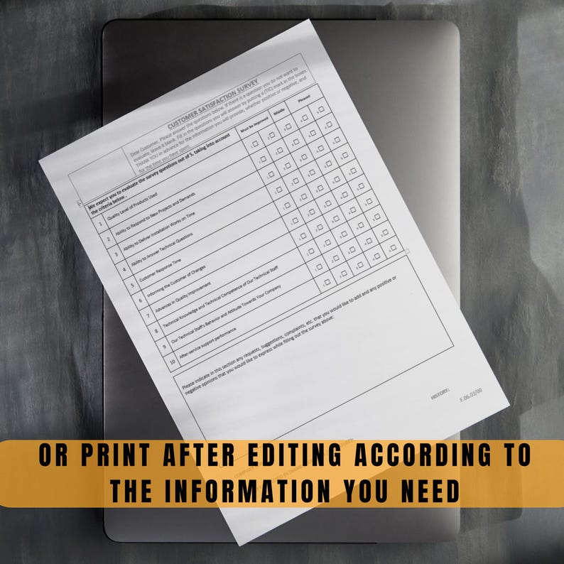 Customer Satisfaction Survey Template, ISO 9001 Compliant, Editable ...