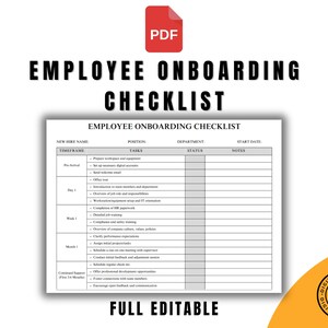 Employee Onboarding Checklist Template, PDF Format, Printable and Easy ...