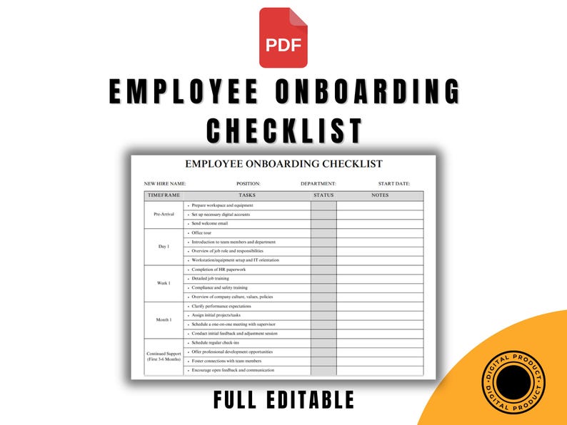 Employee Onboarding Checklist Template, PDF Format, Printable and Easy ...