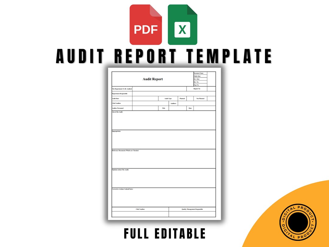 Internal-external Audit Report Template, ISO 9001 Compliant ...