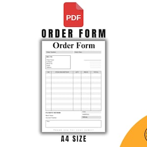 Order Form Template PDF, Fully Printable Order Sheet, Professional ...