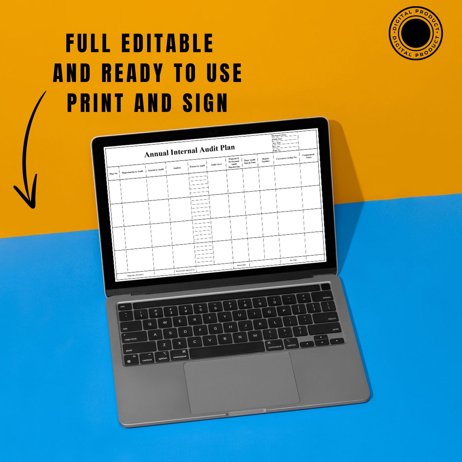 Internal Audit Plan Template, ISO 9001 Compliant, Excel and PDF Formats ...