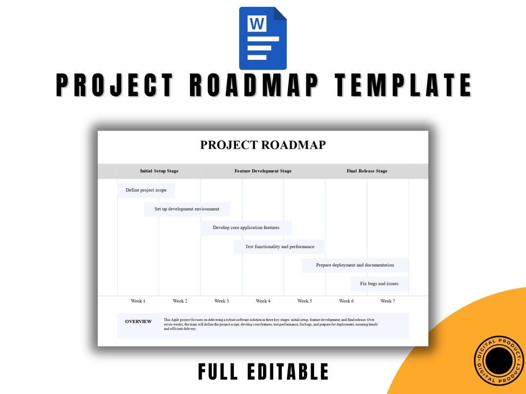 Project Roadmap Template, Word Format, Agile Focused, Customizable ...