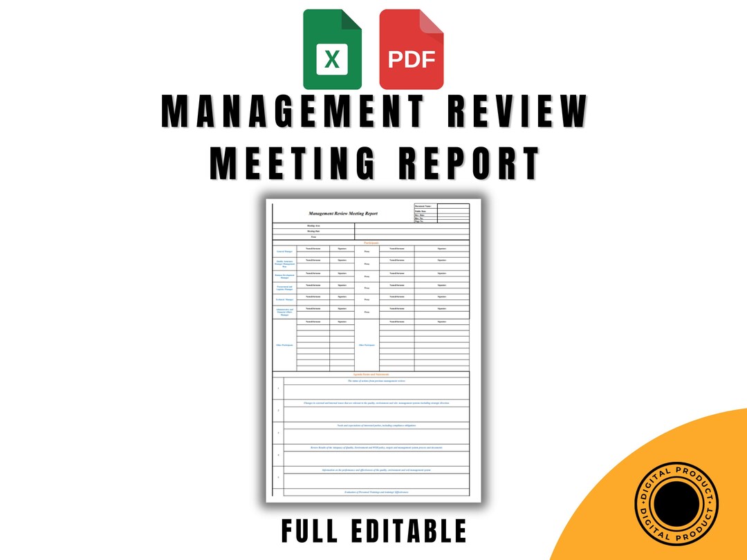 Management Review Meeting Report Template, Editable & Printable, ISO ...