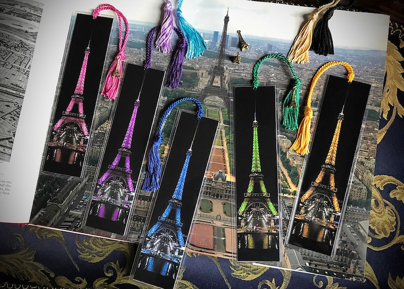 Handmade PINK Eiffel Tower Paris, France Laminated Photo Bookmark W ...