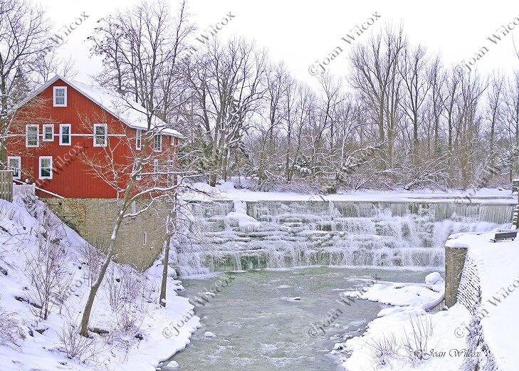 Honeoye Falls, NY River Red Mill Winter Frozen Ice Falls Waterfall ...